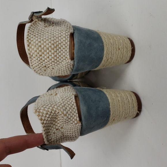 Pinaz | Shoes | Pinaz Blue Suede Cream Jute Woven Espadrille Wedge ...